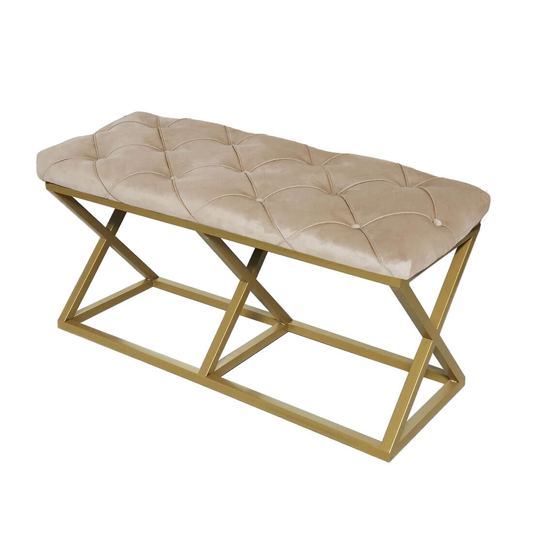 Cream – Gold Bench Pouf 3 - Allamex
